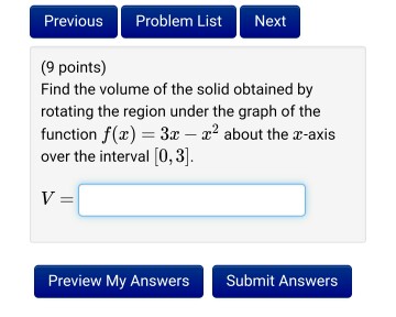 Solved Find the volume of the solid obtained by rotating the | Chegg.com