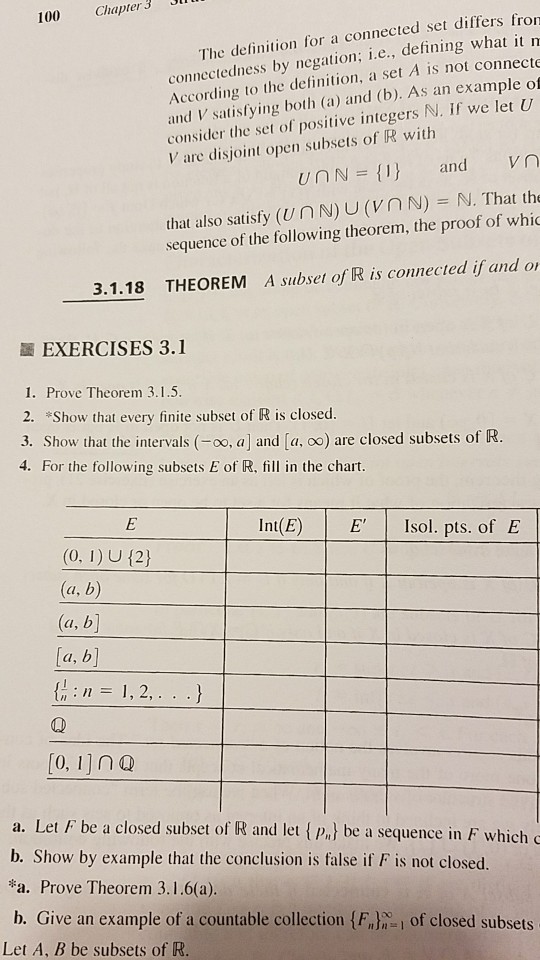 Solved 100 Chapter 3 3 The definition for a connected set | Chegg.com