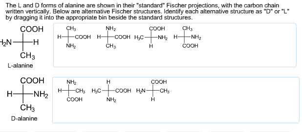 Solved The L and D forms of alanine are shown in their | Chegg.com