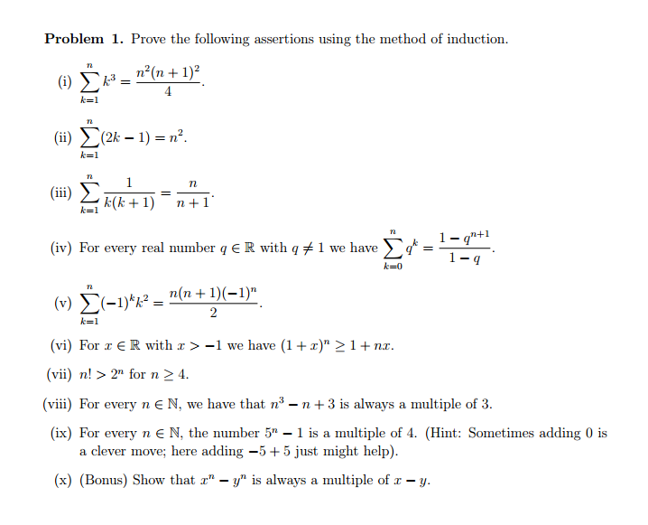 Solved Problem 1. Prove the following assertions using the | Chegg.com Solved Problem 1. Prove the following assertions using the | Chegg.com