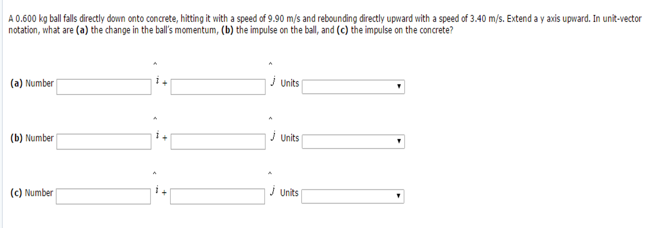 Solved A 0.600 kg ball falls directly down onto concrete, | Chegg.com