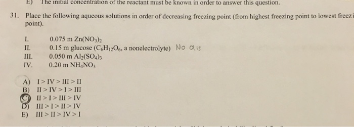 Solved E) The initial concentration of the reactant must be | Chegg.com