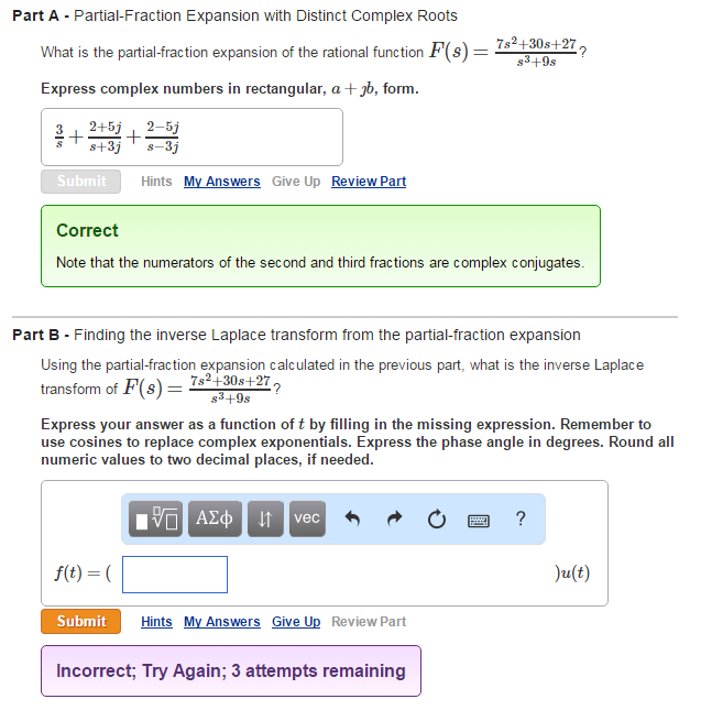 Solved Partial-Fraction Expansion with Distinct Complex | Chegg.com