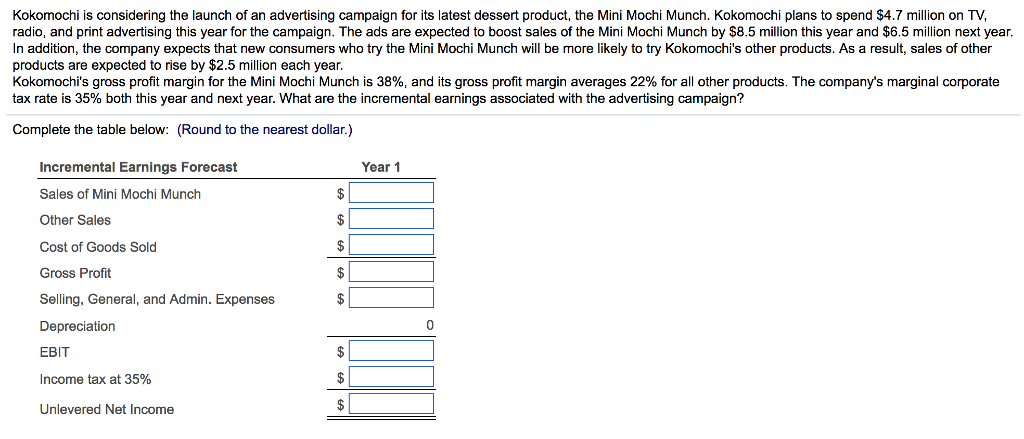 Solved Kokomochi is considering the launch of an advertising | Chegg.com