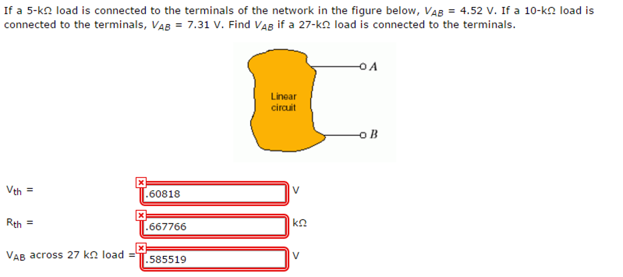 Solved If a k-k ohm load is connected to the terminals of | Chegg.com