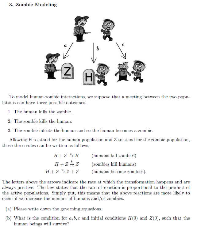 Solved Zombie Modeling To model human-zombie interactions, | Chegg.com