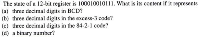 Solved The state of a 12-bit register is 1000100101II. What | Chegg.com