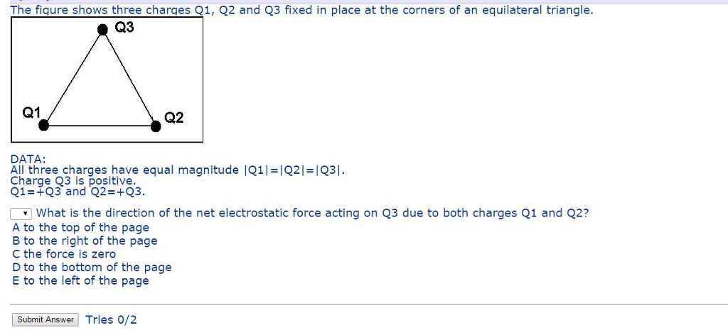 Solved The figure shows three charges Q1, Q2 and Q3 fixed in | Chegg.com