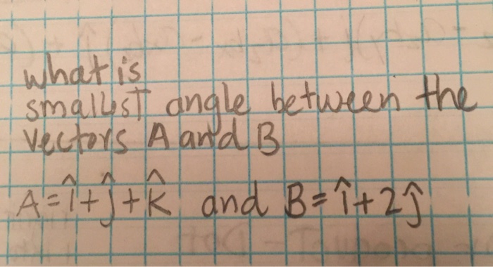 Solved What is smallest angle between the vectors A and B A | Chegg.com