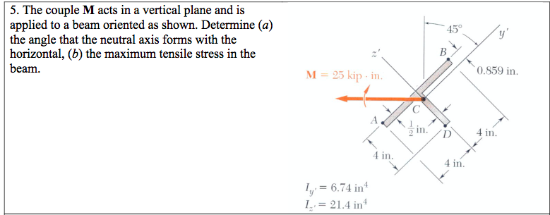 Solved 5. The couple M acts in a vertical plane and is | Chegg.com