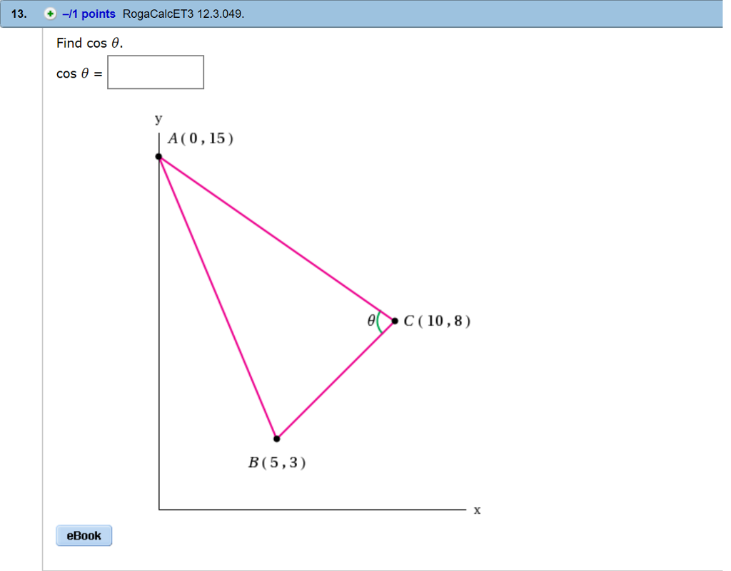 Solved Find cos theta. cos theta = | Chegg.com