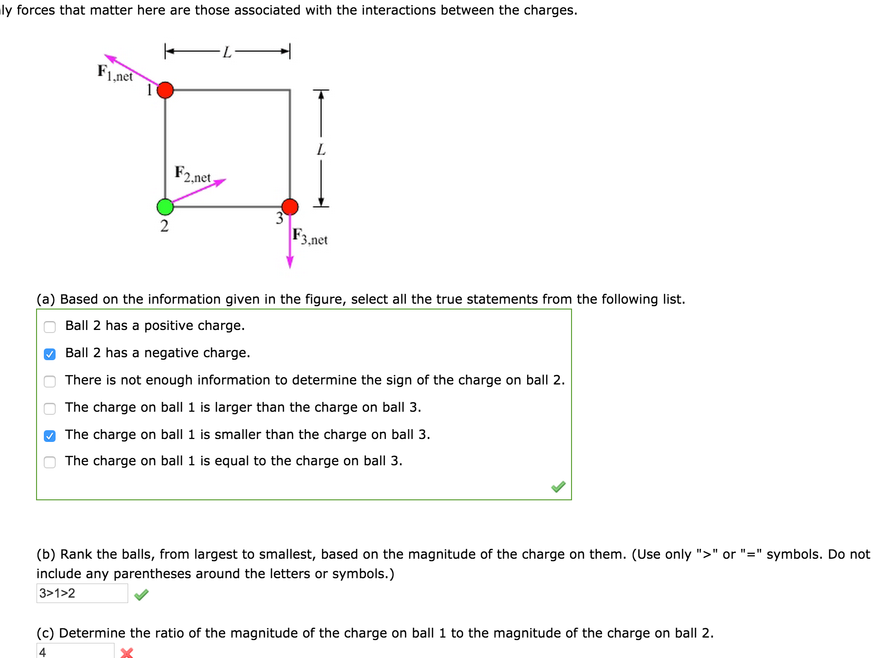 Solved Three charged balls are placed so that each is at a | Chegg.com