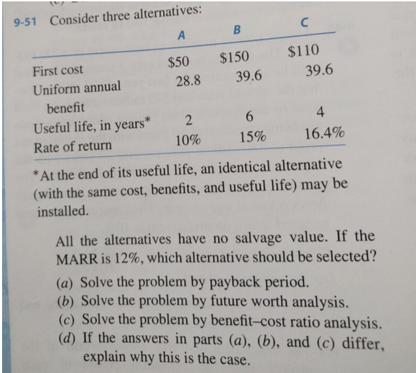 Solved Consider three alternatives: *At the end of its | Chegg.com
