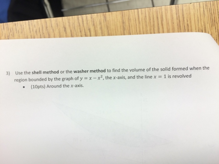 Solved 3) use the shell method or the washer method to find | Chegg.com