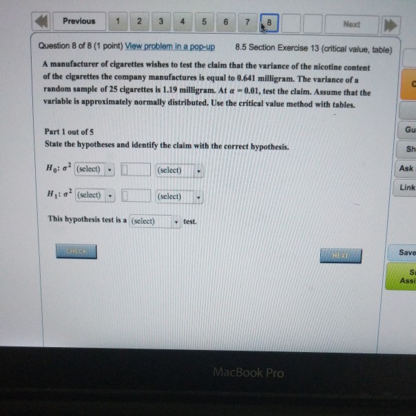Solved Previous 12 3 4 5 6 78 Next Question 8 of 8 (1 point) | Chegg.com