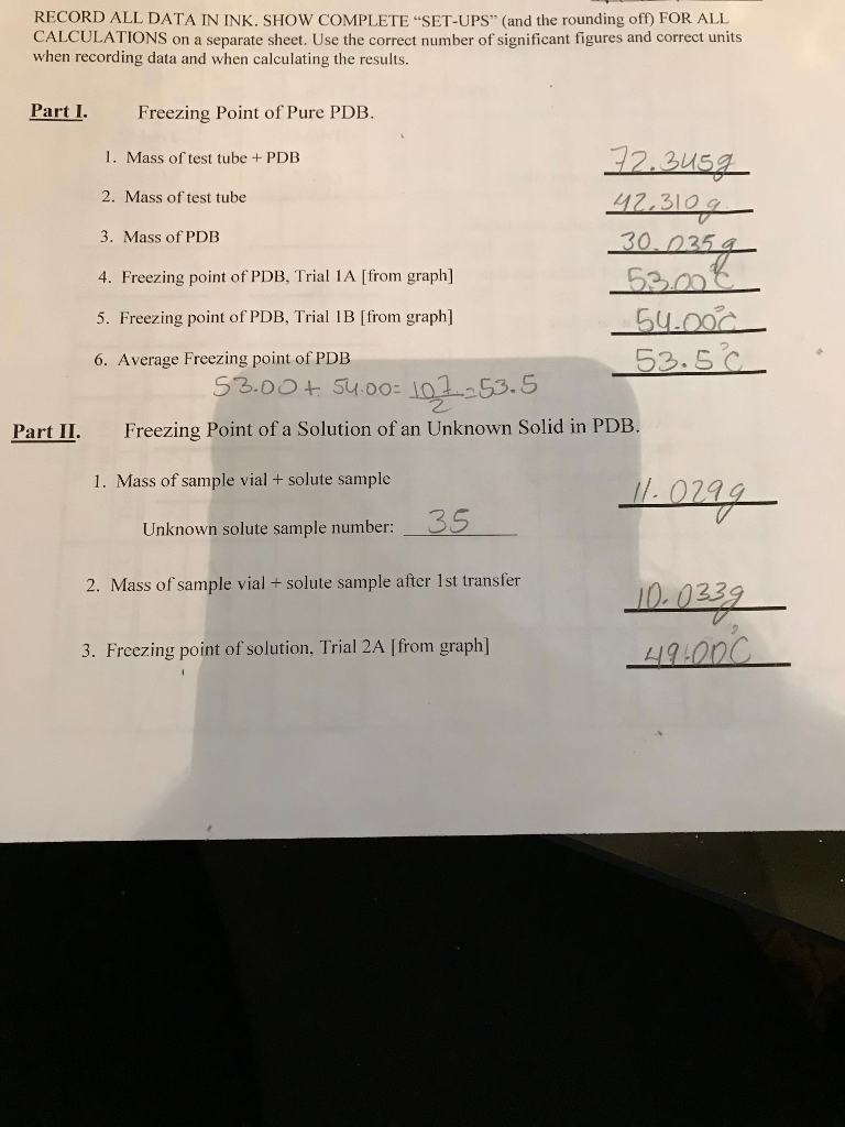 Solved RECORD ALL DATA IN INK. SHoW COMPLETE "SET-UPS" (and | Chegg.com