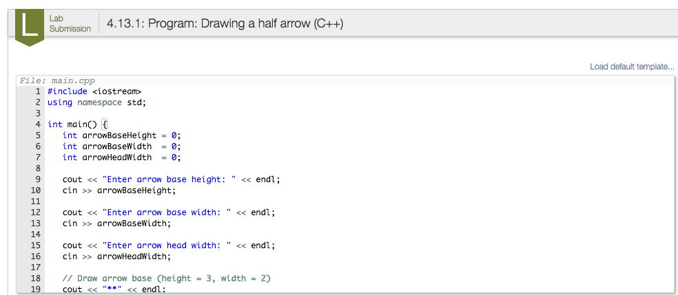 Solved: Drawing A Half Arrow (C++) This Program Outputs A ... | Chegg.com