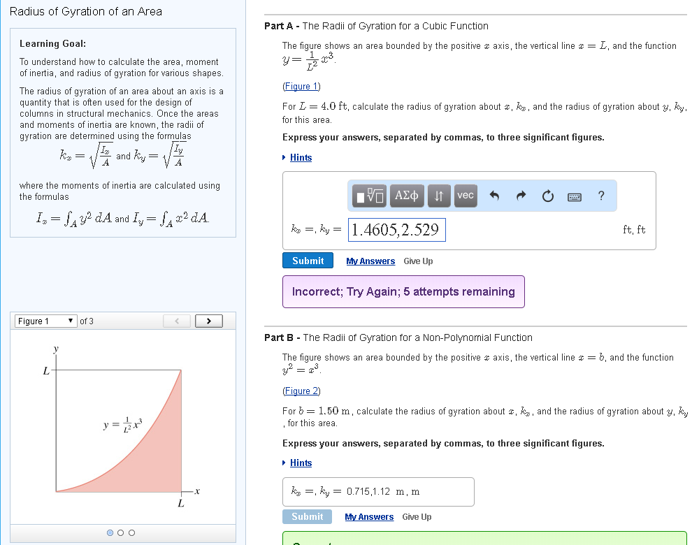 Solved Radius of Gyration of an Area Part A The Radii of | Chegg.com