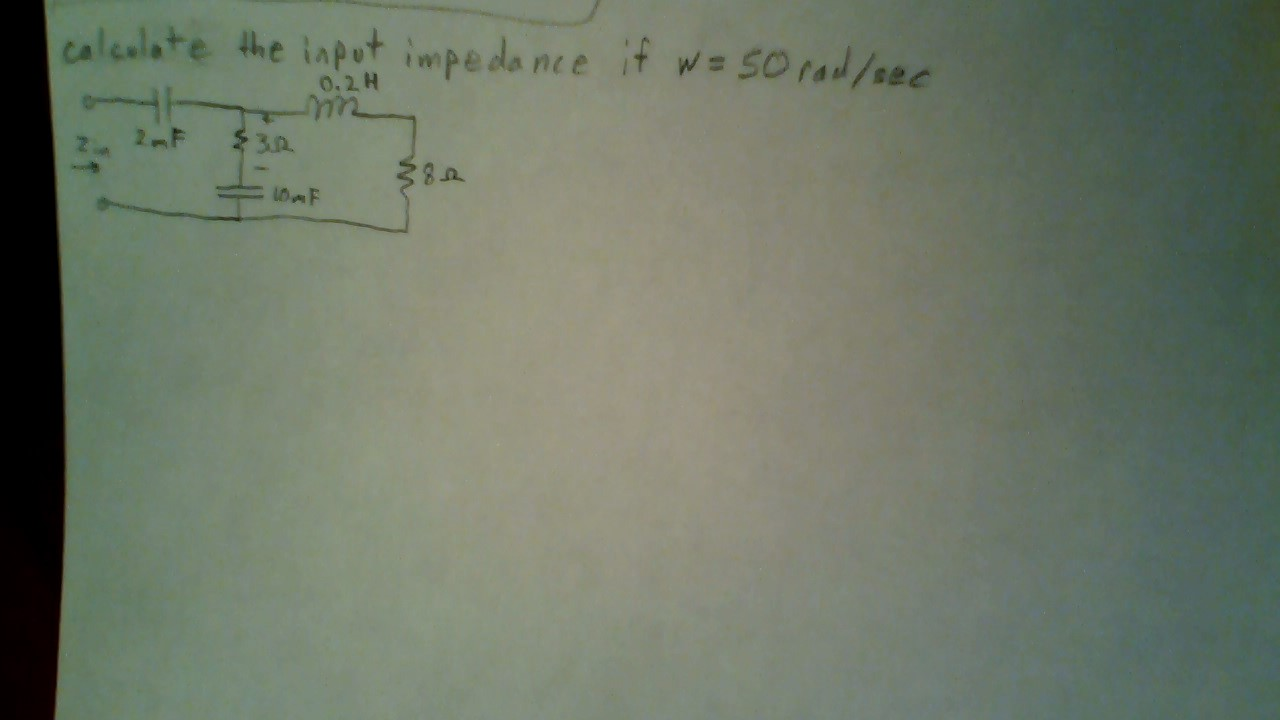 Solved Calculate the input impedance if w = 50 rad/sec | Chegg.com