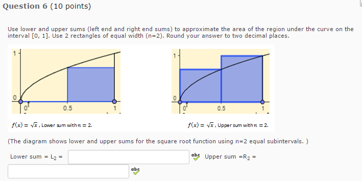 Solved Use lower and upper sums (left end and right end | Chegg.com