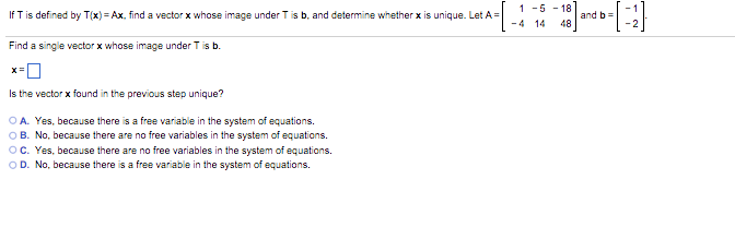 Solved If T Is Defined By Tx Ax Find A Vector X Whose
