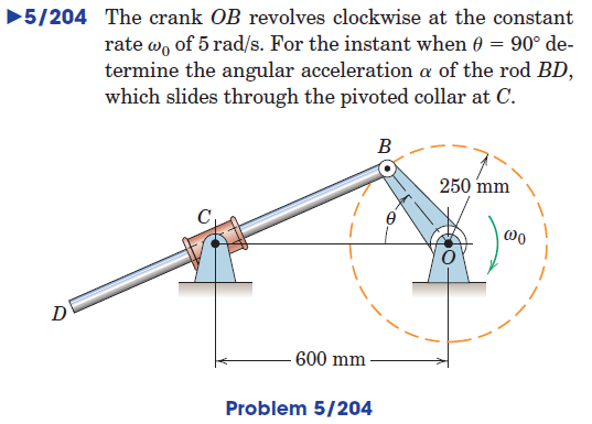 Solved The crank OB revolves clockwise at the constant rate | Chegg.com