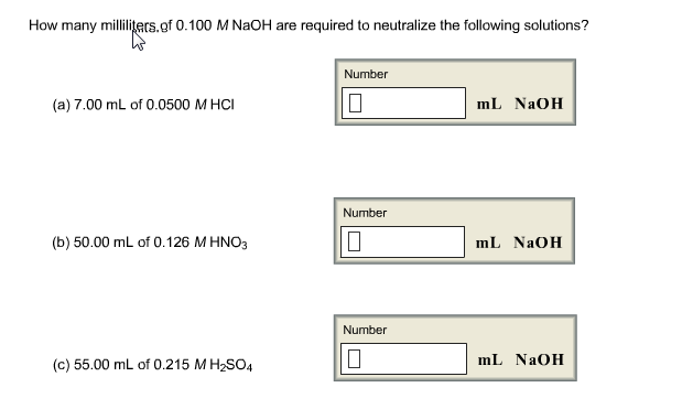 Solved How many milliliters.of 0.100 M NaOH are required to | Chegg.com
