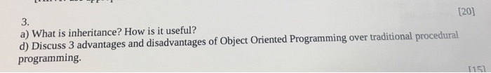 Solved What is inheritance? How is it useful? Discuss 3 | Chegg.com