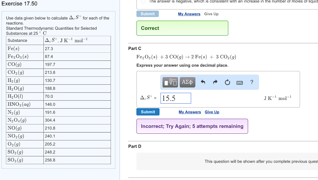 Solved Use data given below to calculate Delta_r S degree | Chegg.com