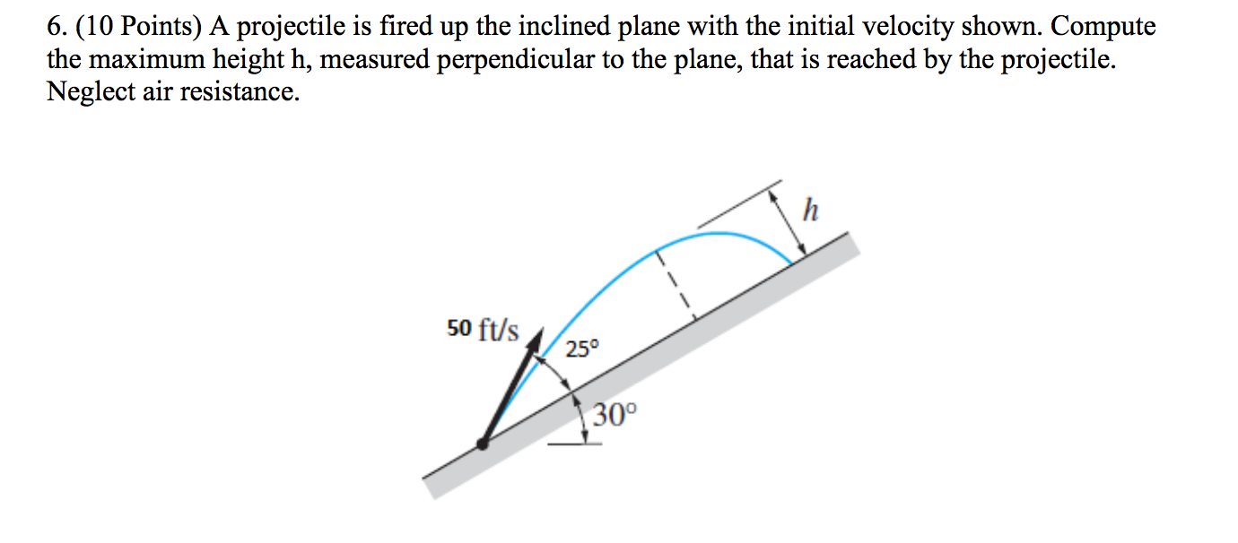 Solved A projectile is fired up the inclined plane with the | Chegg.com