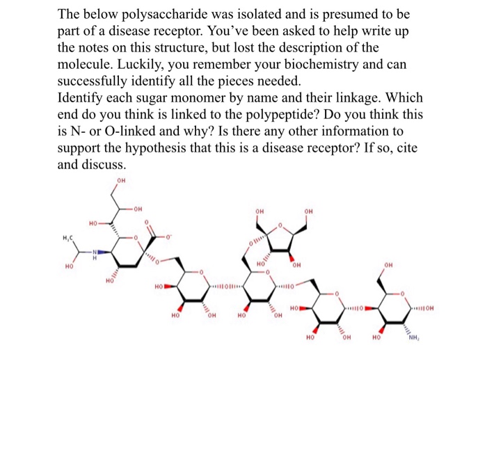 Solved The below polysaccharide was isolated and is presumed | Chegg.com