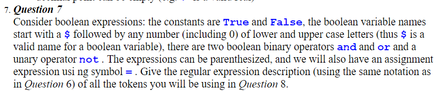 Solved 7. 7 Question Consider boolean expressions: the | Chegg.com