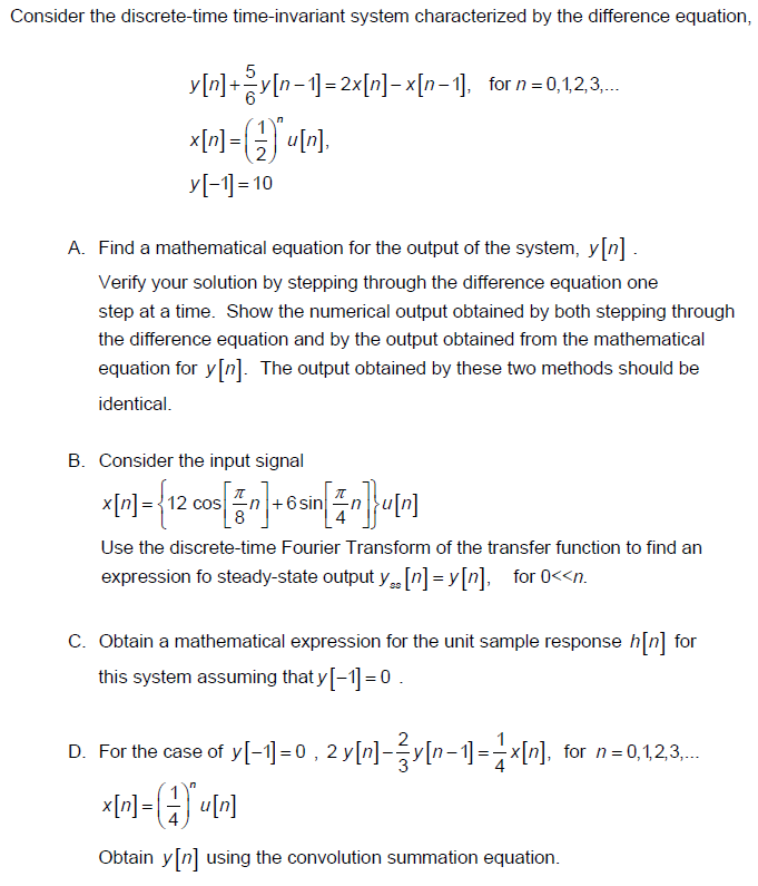 Solved Consider the discrete-time time-invariant system | Chegg.com