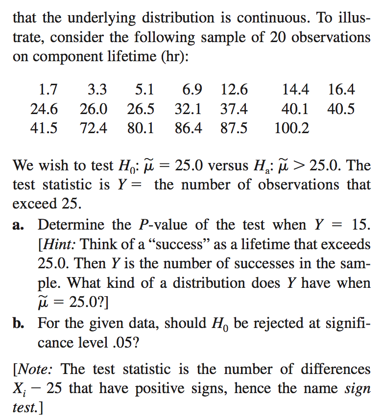 Solved The sign test is a very simple procedure for testing | Chegg.com