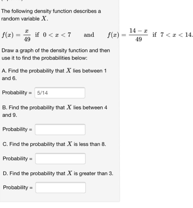 Solved The following density function describes a random | Chegg.com