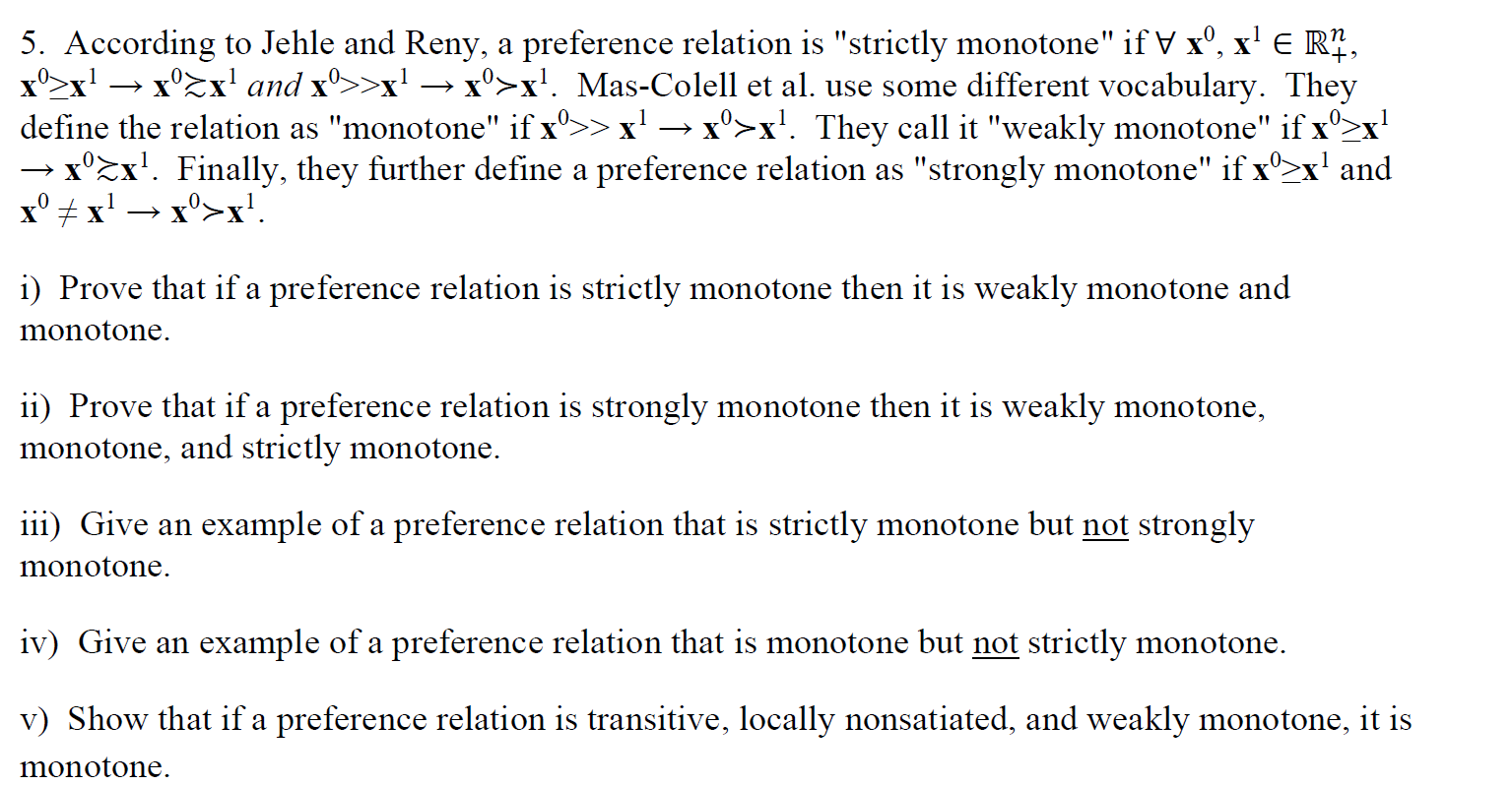 Solved According to Jehle and Reny, a preference relation is | Chegg.com