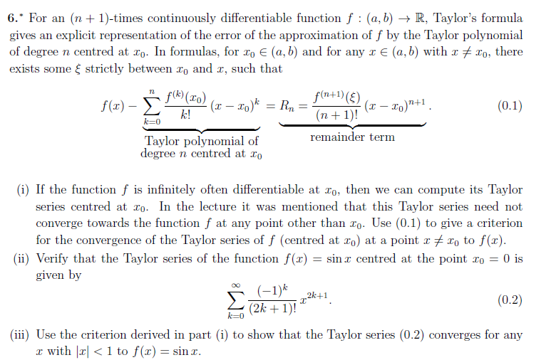 Solved 6.. For an (n+ 1)-times continuously differentiable | Chegg.com