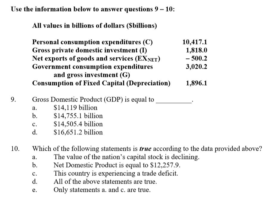 Solved Use the information below to answer questions 9 - 10: | Chegg.com Solved Use the information below to answer questions 9 - 10: | Chegg.com