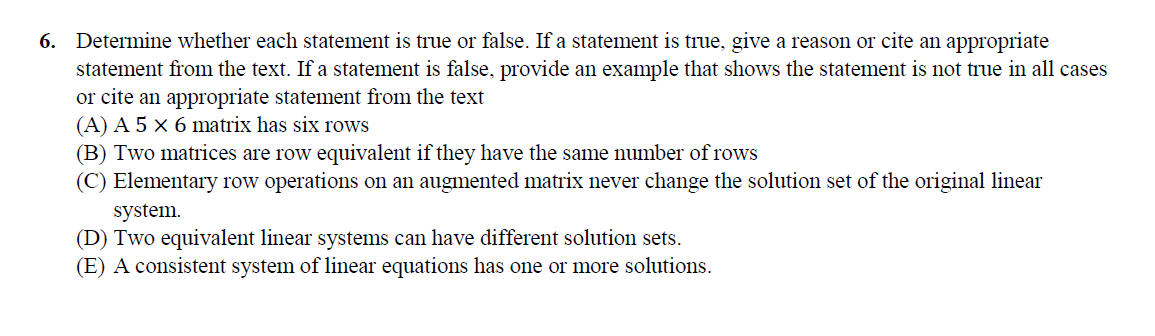 Solved Determine whether each statement is true or false. If | Chegg.com