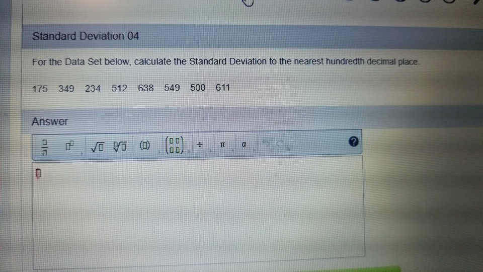 Solved Standard Deviation 04 For the Data Set below, | Chegg.com