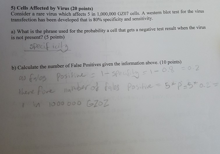 Solved 5) Cells Affected by Virus (20 points) Consider a | Chegg.com