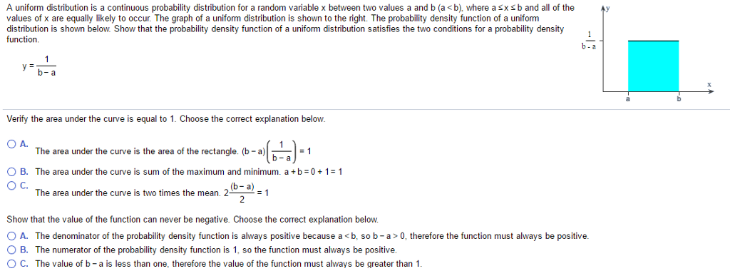 Solved A uniform distribution is a continuous probability | Chegg.com