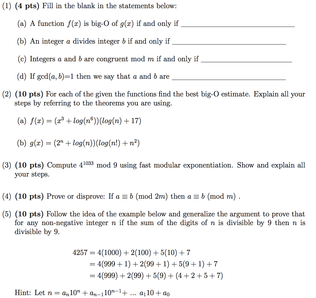 Solved 1 4 Pts Fill In The Blank In The Statements 