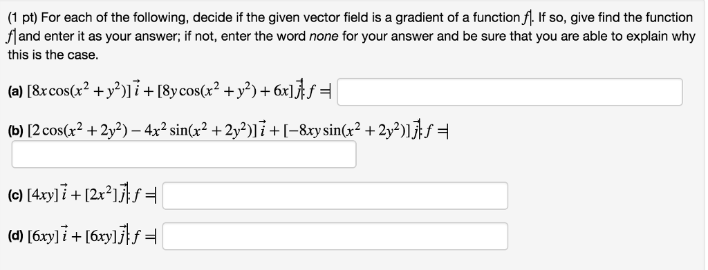 Solved For Each Of The Following Decide If The Given Vector 