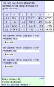 Solved For each table below, identify the constant rate of | Chegg.com