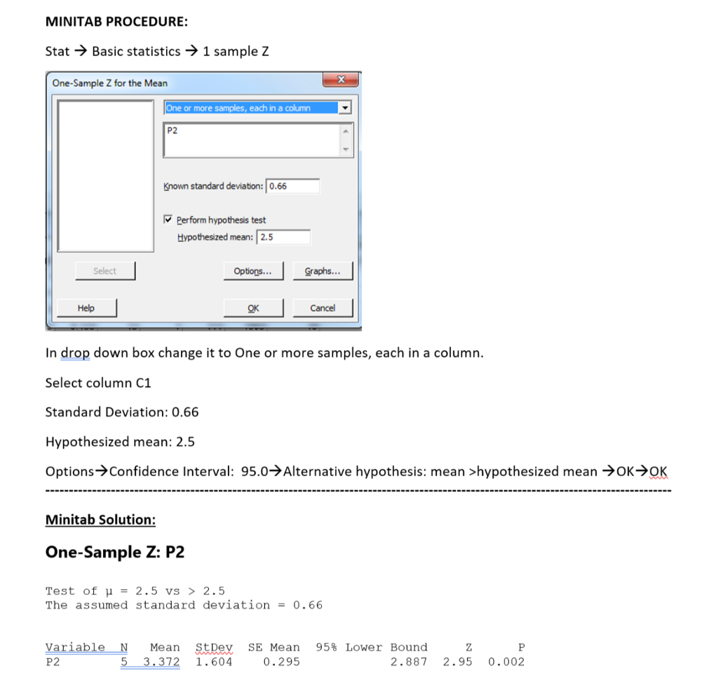Solved MINITAB PROCEDURE: Stat ? Basic statistics ? 1 sample | Chegg.com