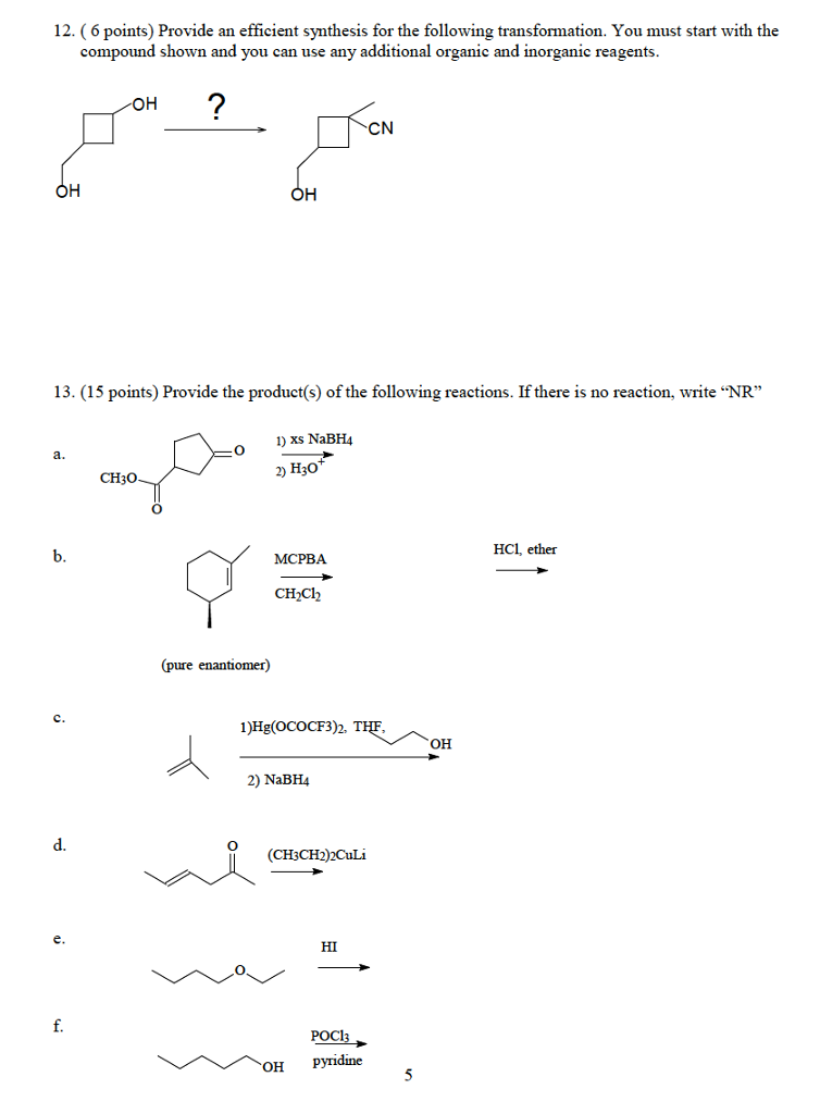 Solved Provide an efficient synthesis for the following | Chegg.com