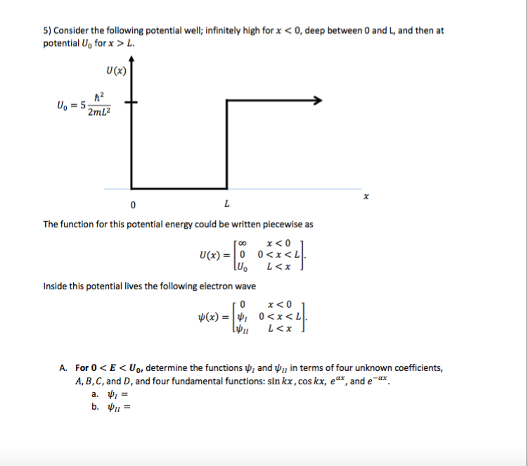 Solved Consider the following potential well; infinitely | Chegg.com