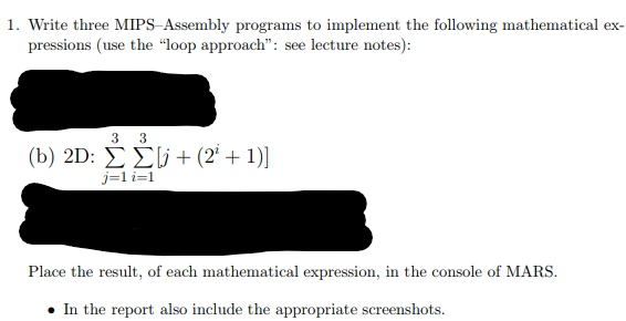 1. Write three MIPS-Assembly programs to implement | Chegg.com