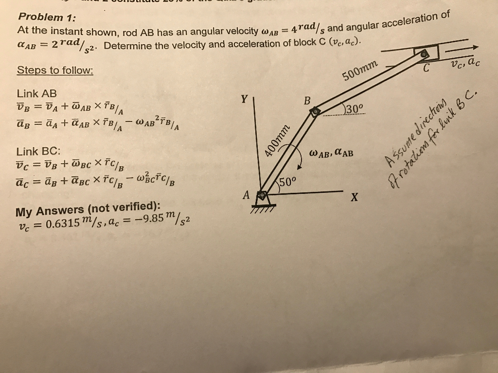 Solved At the instant shown, rod AB has an angular velocity | Chegg.com